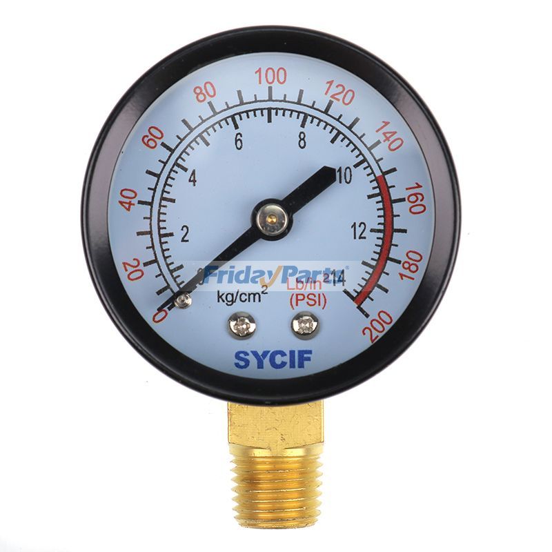 2" Diameter Face 1/4" Male NPT 0-200 PSI Gauge GA0250200GC for Rolair ...